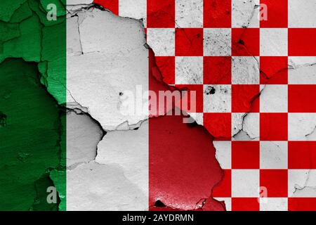 depiction of Croatian checkerboard flag and Italy flag Stock Photo - Alamy