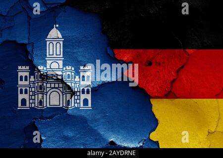 flags of Split, Croatia and Germany painted on cracked wall Stock Photo ...