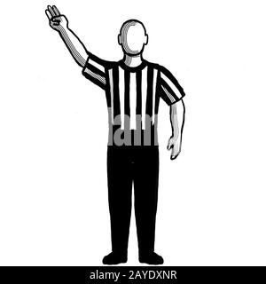 Basketball Referee 3-point field goal successful Hand Signal Retro ...