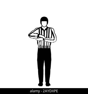 Ice Hockey Official or Referee Hand Signal Drawing Black and White ...