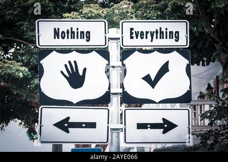 Street Sign Everything versus Nothing Stock Photo - Alamy