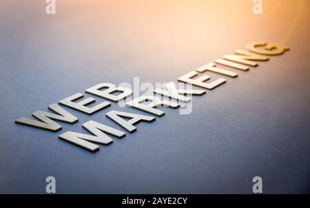 Word web marketing written with white solid letters on a board Stock ...