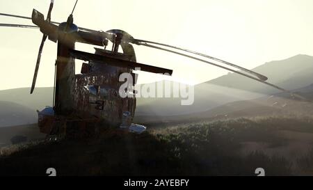 old rusted military helicopter in the desert at sunset Stock Photo - Alamy