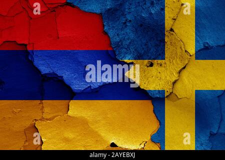 Armenia flag painted on the cracked grunge concrete wall Stock Photo ...