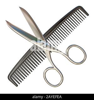 Scissor and comb crossed Stock Photo - Alamy
