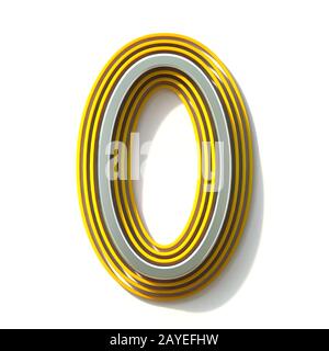 Yellow outlined font Number 0 ZERO 3D render illustration isolated on ...