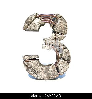 Stone font number 3 THREE 3D Stock Photo - Alamy