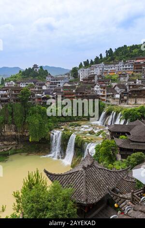Furong ancient village and waterfall - Hunan China Stock Photo - Alamy