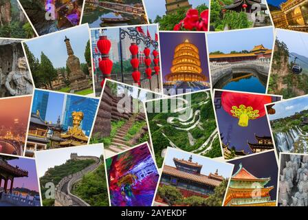 Collage of China images (my photos) - travel background Stock Photo - Alamy