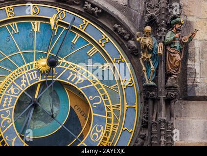 Astronomical clock closeup in Old Town Square in Prague Czech Republic ...