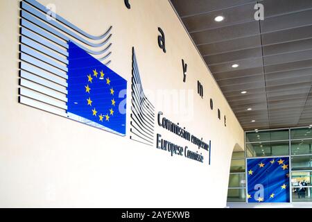 Logo of the European Commission building in Brussels Stock Photo - Alamy