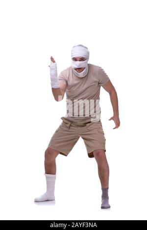 Karate, neck pain and man with an injury in sports training, exercise ...