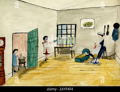 Victorian Domestic Servants, Servant Girls or Maids Posing with Kitchen ...