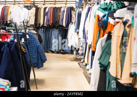 Clothes section interior Stock Photo - Alamy