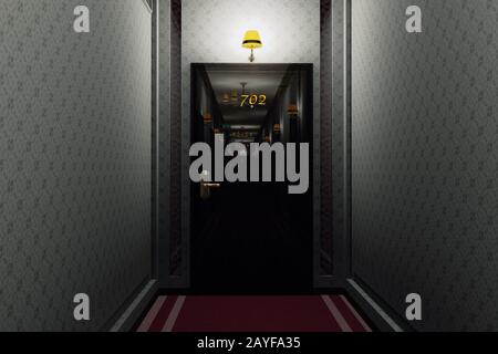 Fancy Hotel Corridor Interior 3D Illustration Stock Photo - Alamy