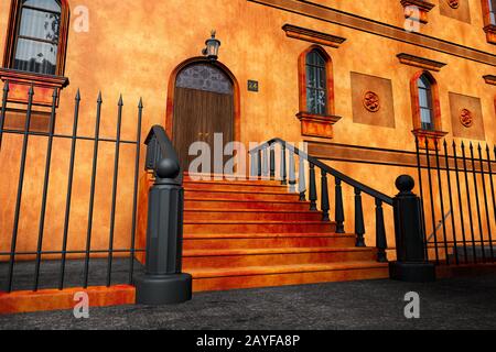 Fancy New York City Style Building Facade 3D Illustration Stock Photo ...