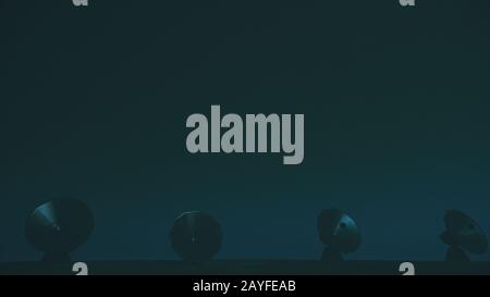 Radio Telescope Antenna Observatory Arrays, Dishes rotating at Night 3D ...