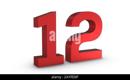 Numeral 12, twelve, isolated on white background, 3d render Stock Photo ...