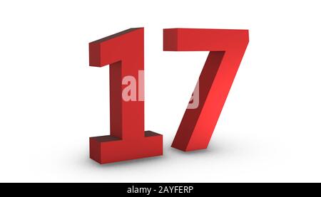 Numeral 17, seventeen, isolated on white background, 3d render Stock ...