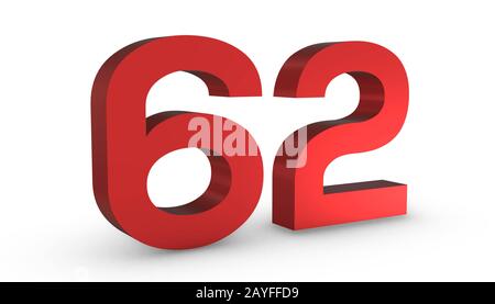 Numeral 62, sixty two, isolated on white background, 3d render Stock ...