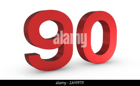 3D Shiny Red Number Ninety Seven Percent 97% Isolated on White ...