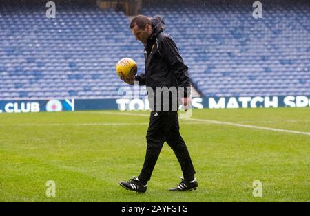 Referee Don Robertson inspects the pitch prior to the Ladbrokes ...