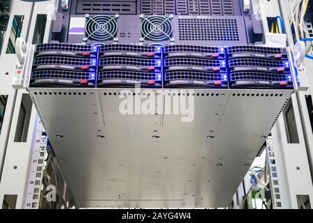 Powerful computer equipment of a modern data center is in the server ...