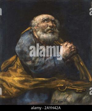 Francisco Goya, The Repentant St. Peter, portrait painting, circa 1820 ...