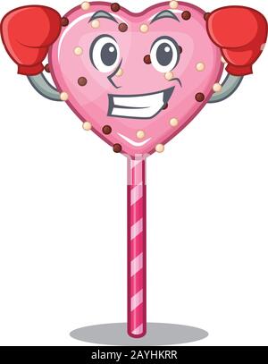 A sporty pink sweet candy boxing athlete cartoon mascot design. Vector ...