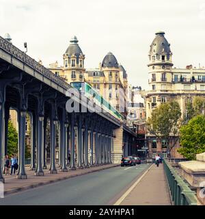 Paris metro - Old subway train stopping at the station in Paris, France ...