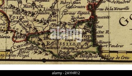 Frankreich 1746 - Karte von Philippe Buache 28Ausschnitt29 Stock Photo ...