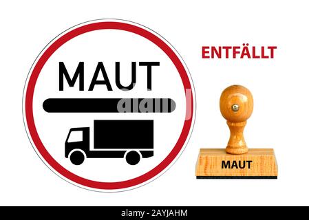 stamp lettering Maut, toll, with truck Maut sign, Germany Stock Photo ...