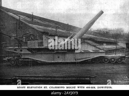 French 400 mm railway howitzer in battery position Stock Photo - Alamy