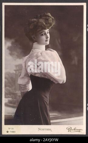 French Actress Mlle. Nostier, in Swan Bill Corset and Mutton Chop ...