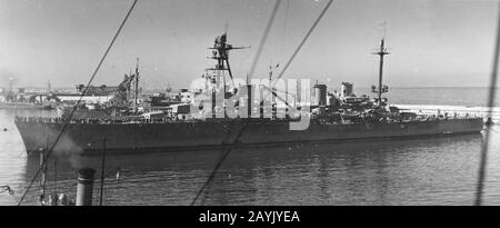 French heavy cruiser Tourville in Gatun Lake, Panama Canal zone, on 1 ...