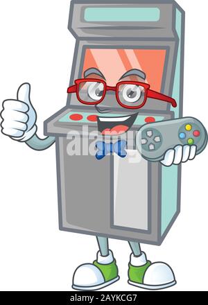 Hands playing arcade machine. Gamer hand play in video game on joystick ...