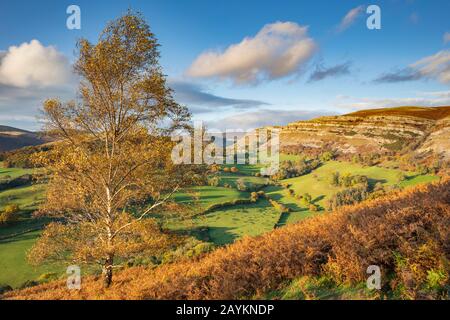 Eglwyseg Rocks near Lllangollen capture from Castell Dinas Bran Stock ...