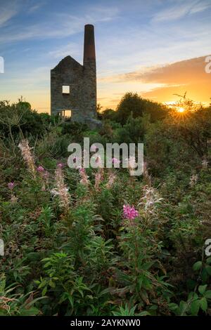 An engine house at Wheal Peevor near Redruth in Cornwall Stock Photo ...