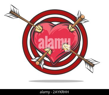 Heart target vector arrow love cupid icon valentine symbol flat ...