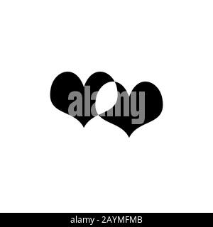 Two unpainted hearts intersecting each other. Happy valentines day and ...
