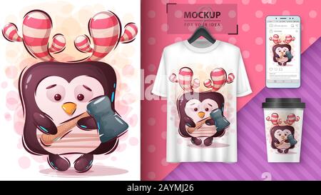 Penguin, deer - cartoon funny characters Stock Vector Image & Art - Alamy