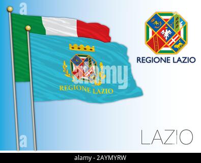 Lazio official regional flag and map, Italy, vector illustration Stock ...
