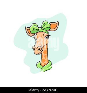 cute female giraffe childish character vector illustration design Stock ...
