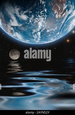 Moon in outer space. Elements of this image furnished by NASA. High ...