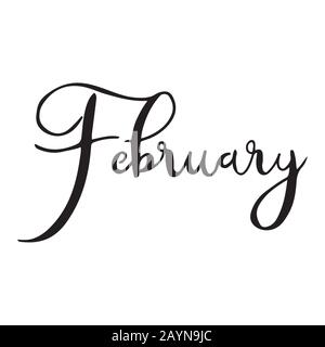 February Calligraphy Lettering Day Month Vector Brush illustration ...