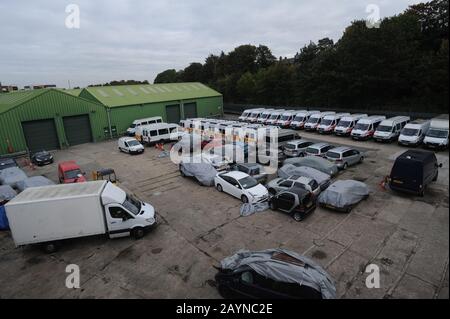 Metropolitan police vehicle pound, Charlton, London Stock Photo - Alamy