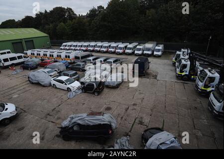 Metropolitan police vehicle pound, Charlton, London Stock Photo - Alamy