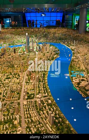 Parts of a huge scale model of the city of Shanghai at the Shanghai ...