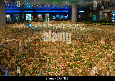 Parts of a huge scale model of the city of Shanghai at the Shanghai ...