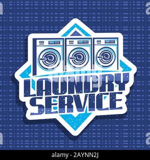 Vector logo for Laundry Service, decorative signboard with illustration ...